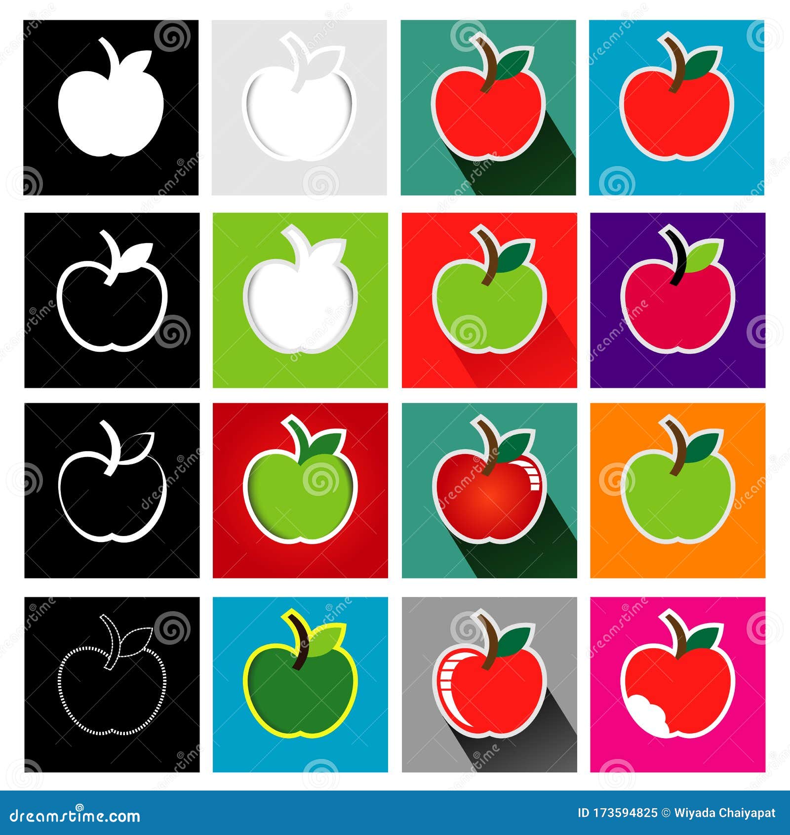 Apple Icon Set Logo Design stock illustration. Illustration of graphic ...