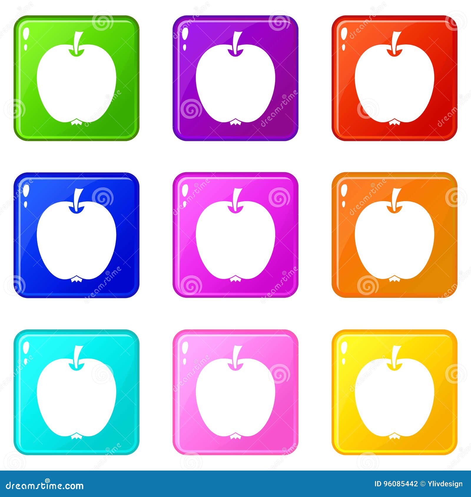 Apple icons 9 set stock vector. Illustration of fruit - 96085442
