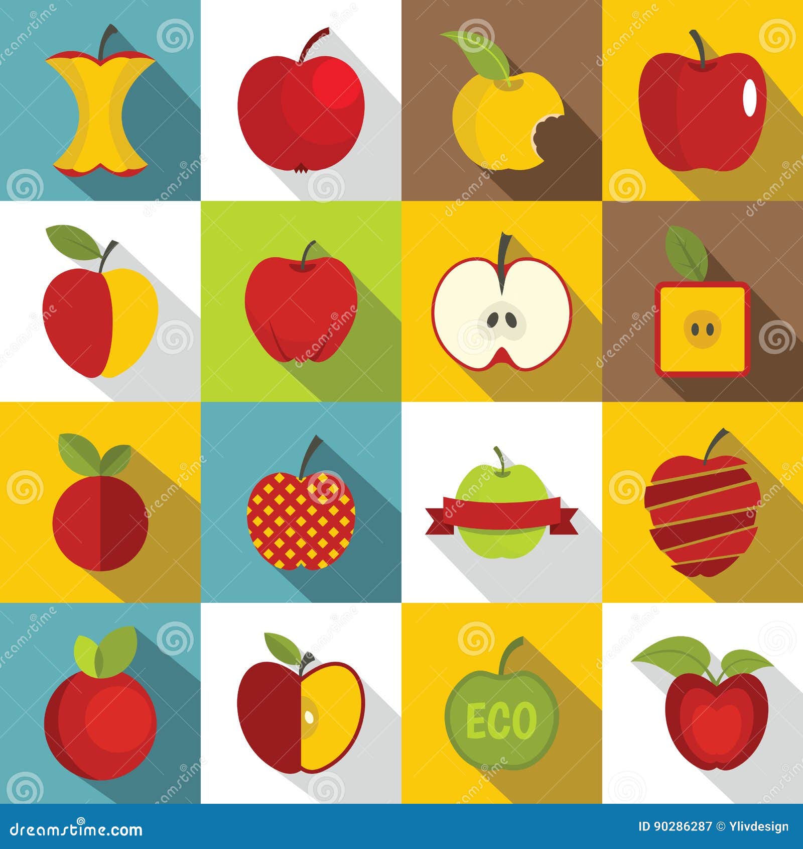 Apple Icons Set Design Logo, Flat Style Stock Vector - Illustration of ...