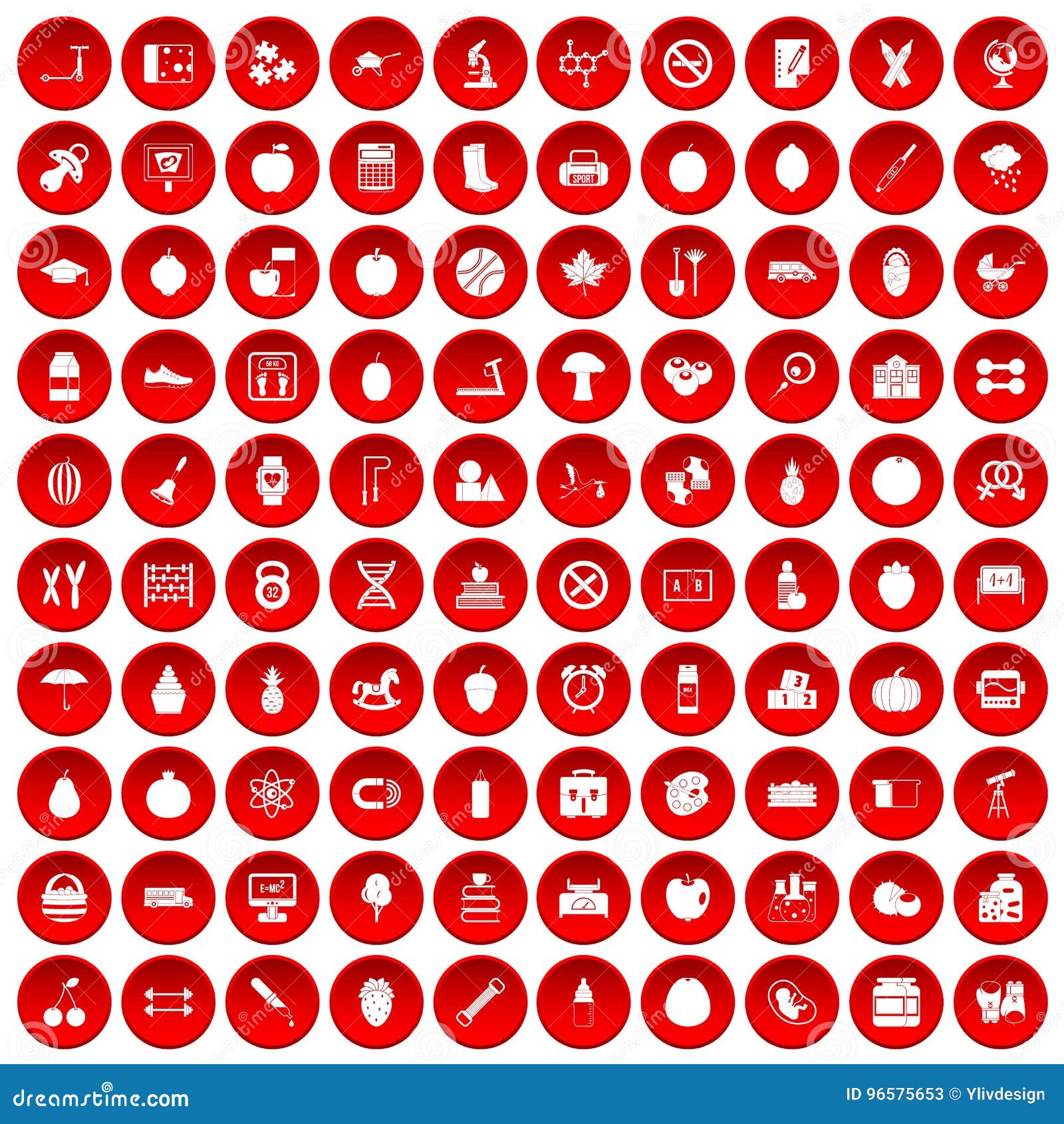 100 apple icons set red stock vector. Illustration of collection - 96575653