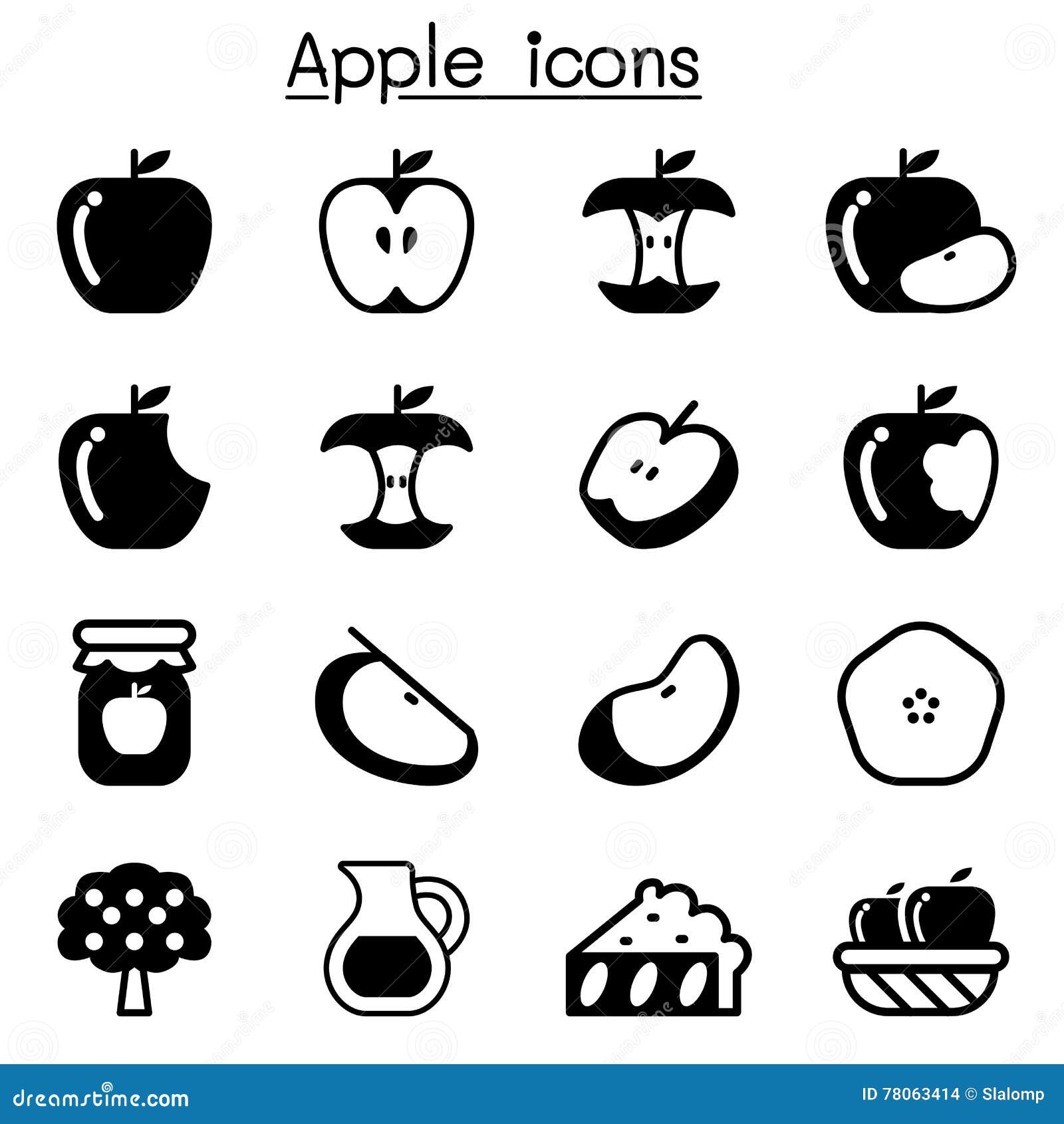Apple icons stock vector. Illustration of concept, crunch - 78063414