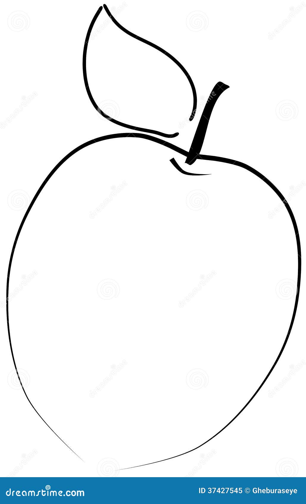 Stylized Apple Isolated with Leaf Stock Illustration - Illustration of ...