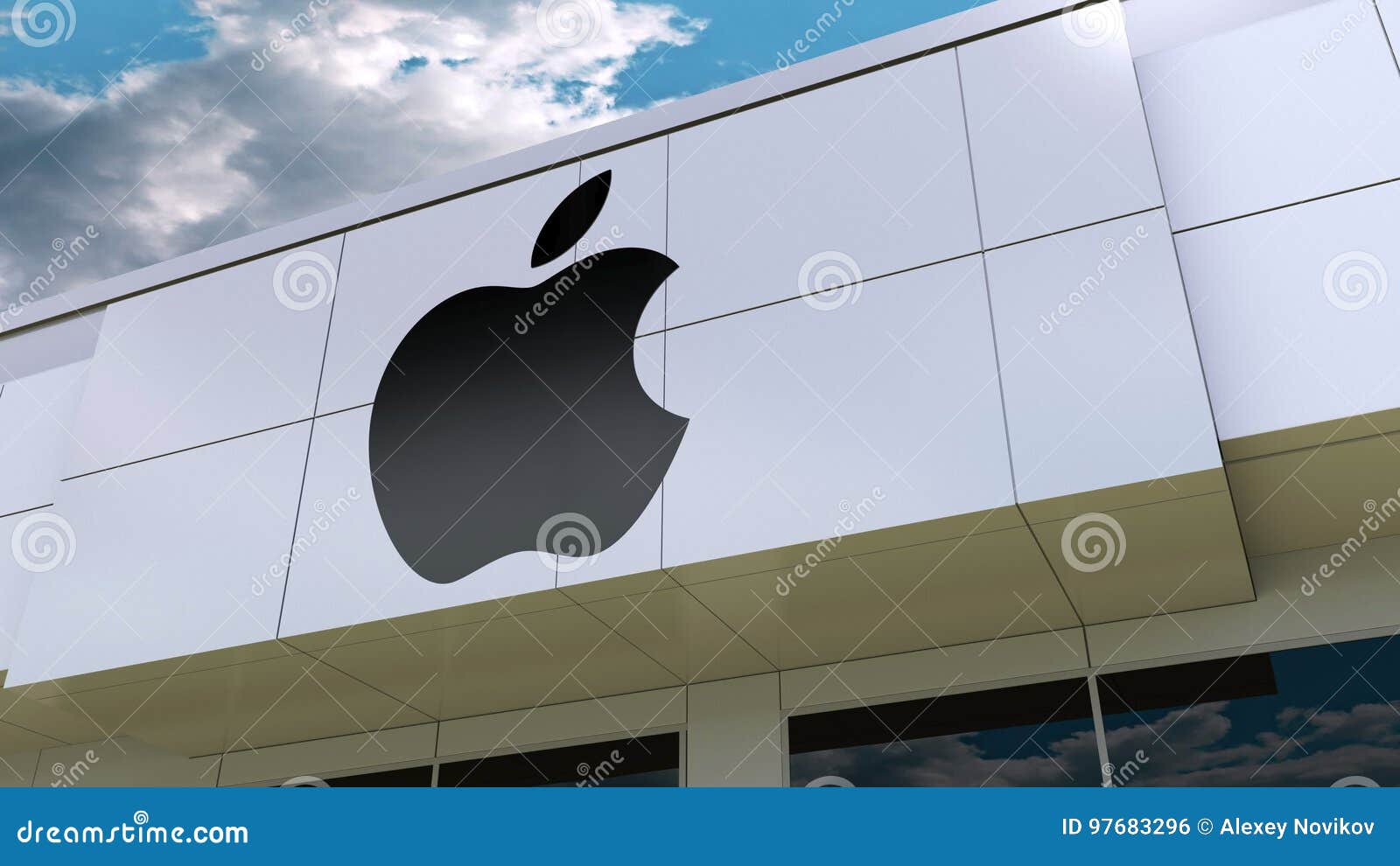 Apple Inc. Logo on the Modern Building Facade. Editorial 3D Rendering ...