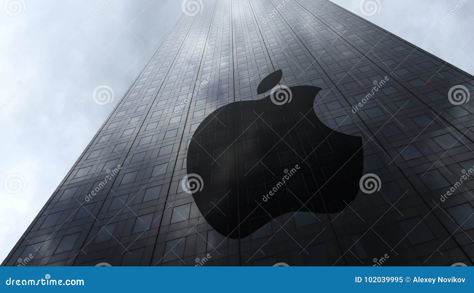 Apple Inc. Logo on a Skyscraper Facade Reflecting Clouds. Editorial 3D ...