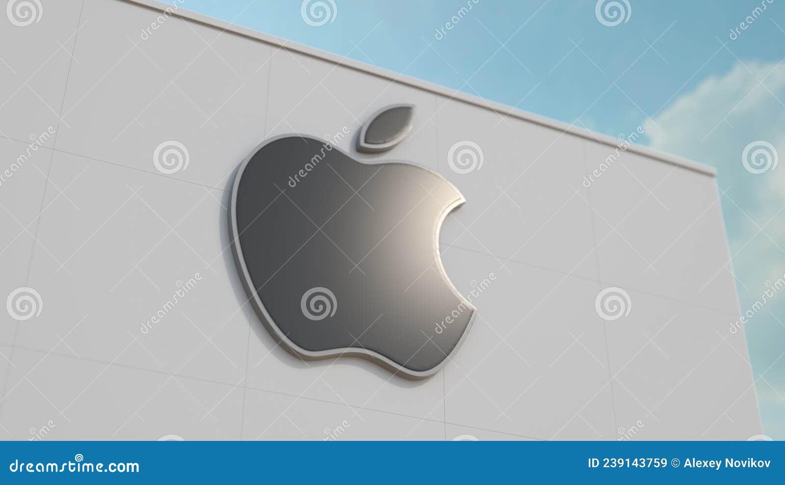 Apple Inc. Logo on the Wall. Editorial 3D Rendering Editorial Stock ...