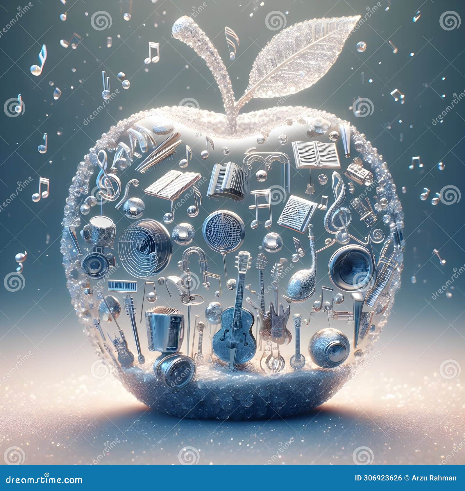 Apple Inside Musical Instruments Stock Illustration - Illustration of ...