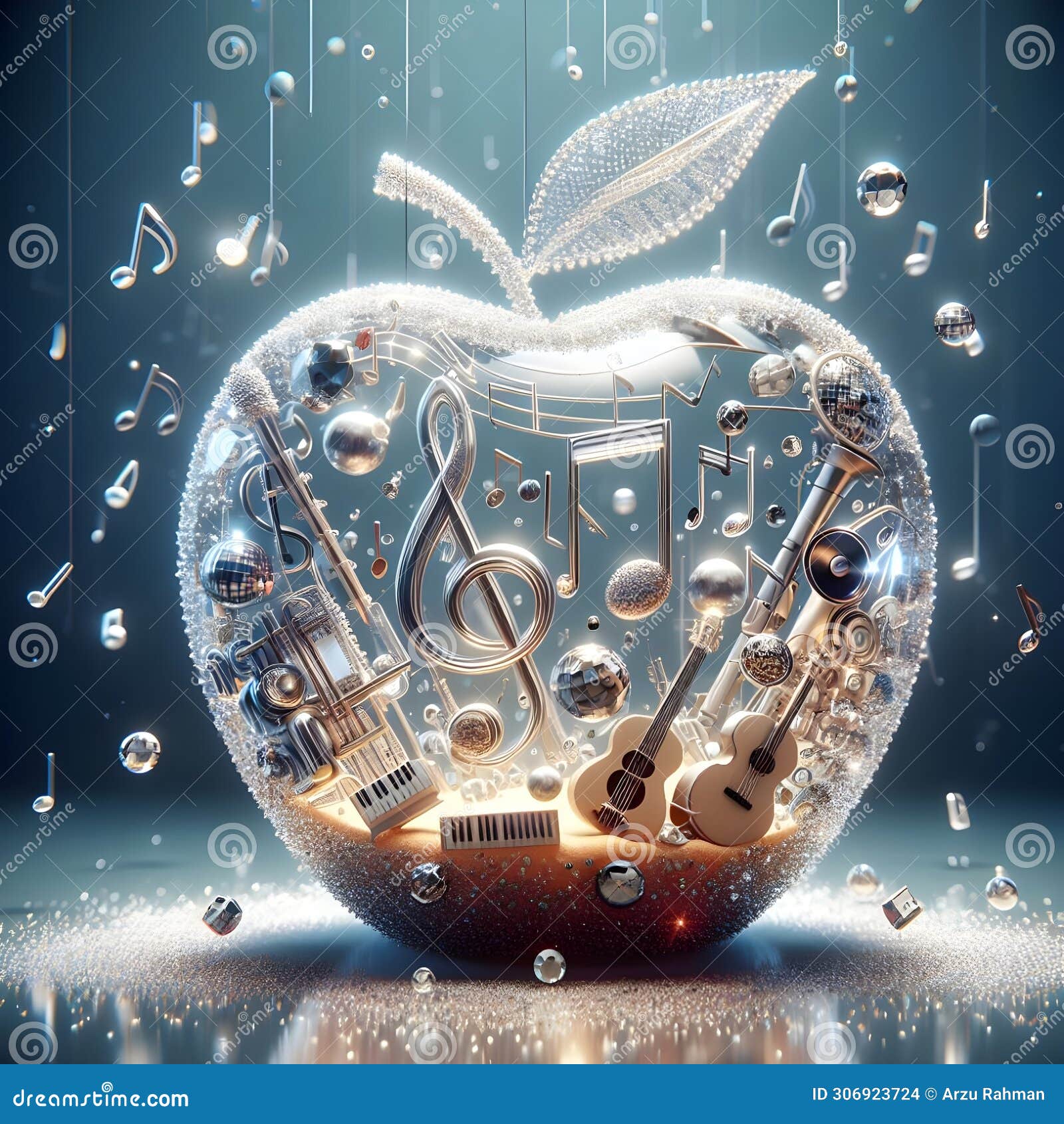 Apple Inside Musical Instruments Stock Illustration - Illustration of ...