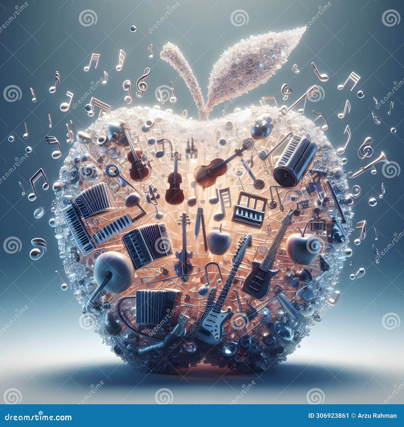 Apple Inside Musical Instruments Stock Illustration - Illustration of ...