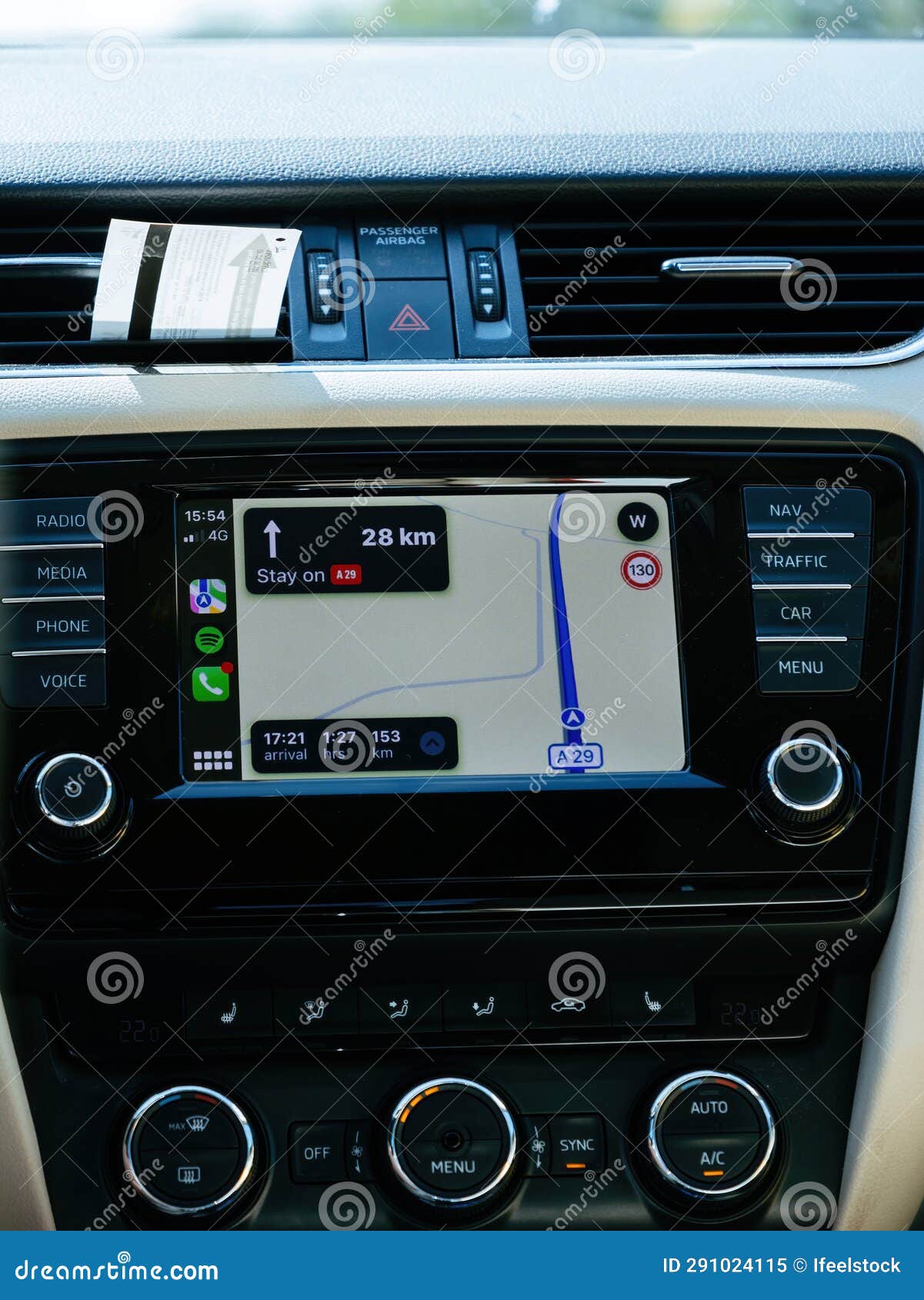 Apple IOS CarPlay on Luxury Car Dashboard Features Navigation an ...