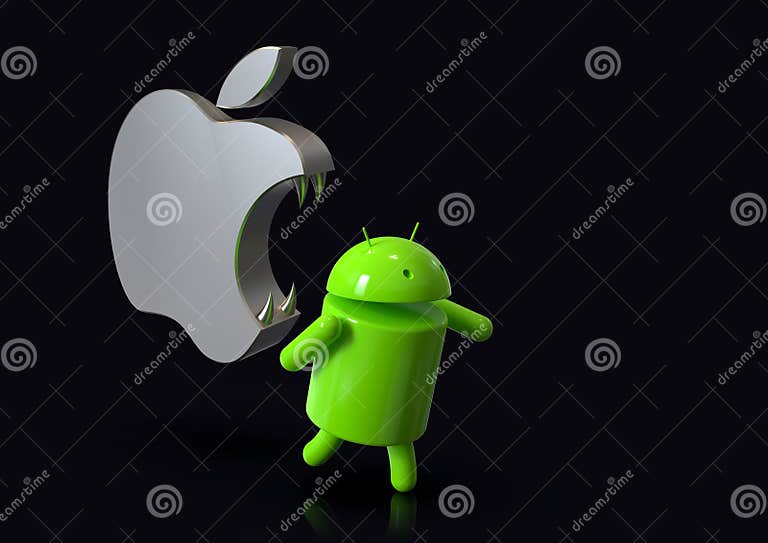 Apple IOS Vs Android Competition Symbol - Logo Characters Editorial ...