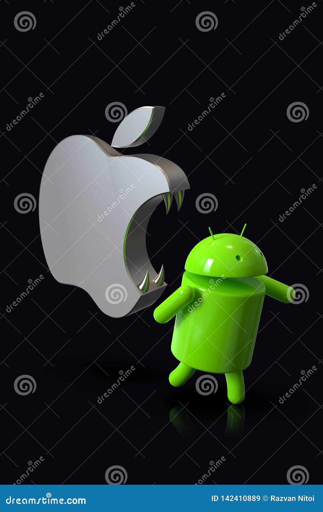 Apple IOS Vs Android Competition Symbol - Logo Characters Editorial ...