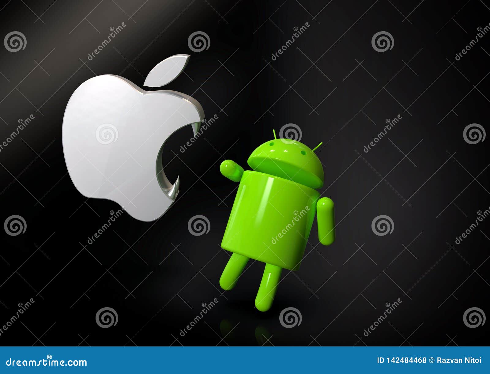 Apple IOS Vs Android Competition Symbol - Logo Characters Editorial ...
