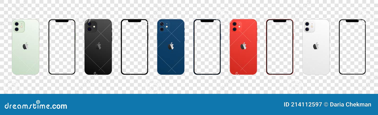 Apple IPhone 12 in Blank Screen Colors. Iphone Mockup Set. Vector ...
