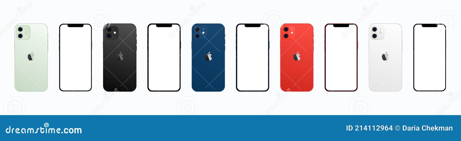 Apple IPhone 12 In Colors. Iphone Mockup Set. Vector Illustration ...