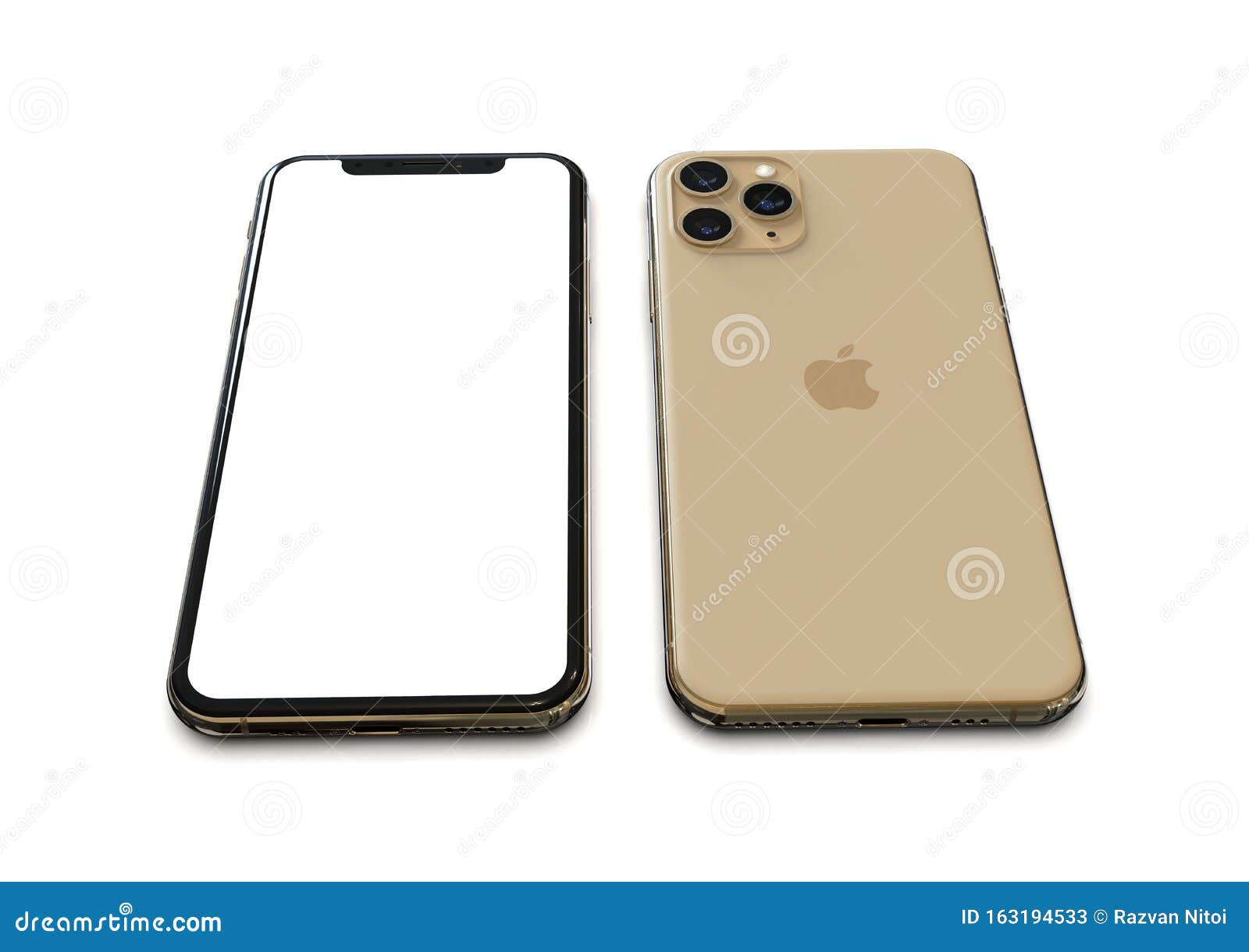 Apple IPhone 11 Pro Gold, 2019, Both Sides, Front Perspective Editorial ...