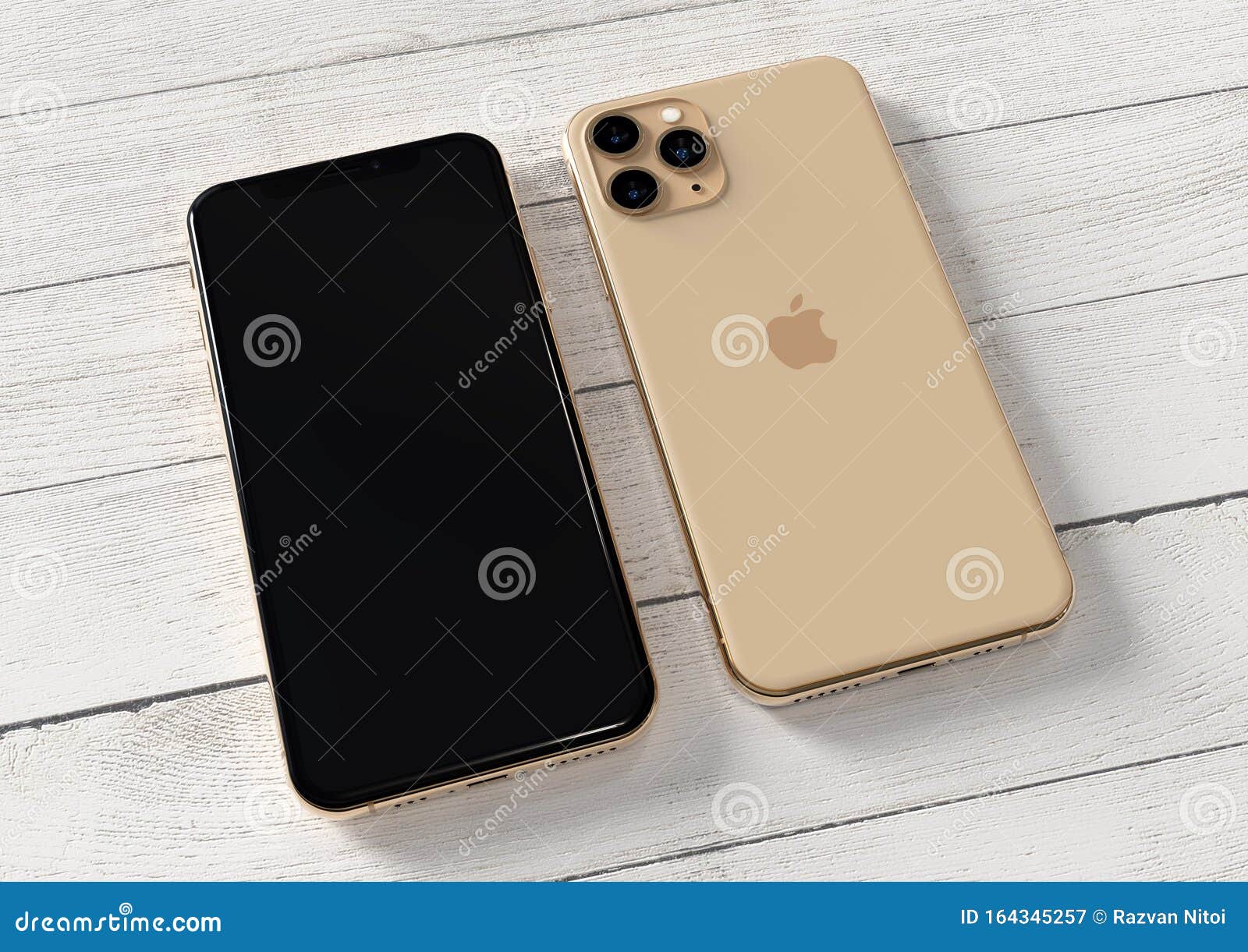 Apple IPhone 11 Pro Gold, 2019, Both Sides, on Table Editorial ...