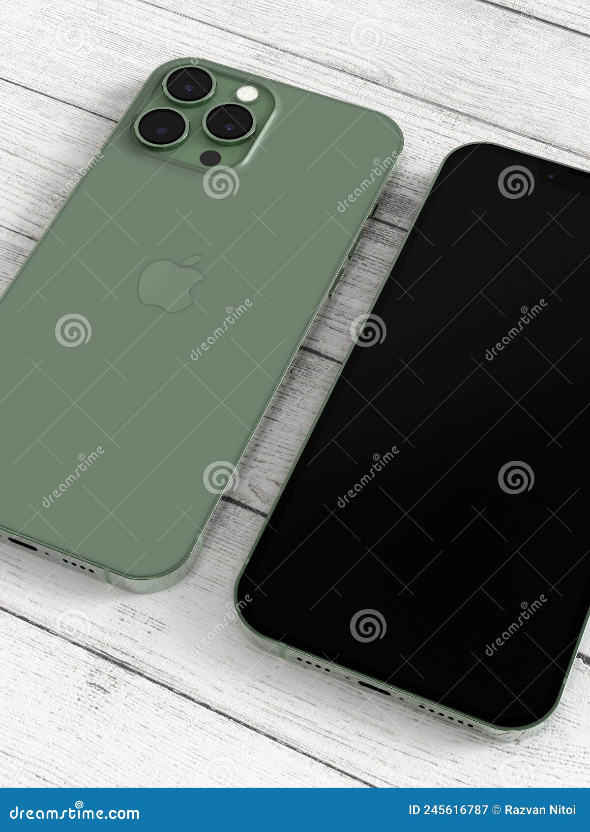 Apple IPhone 13 Pro Max Alpine Green, Front and Back Sides Comparison ...