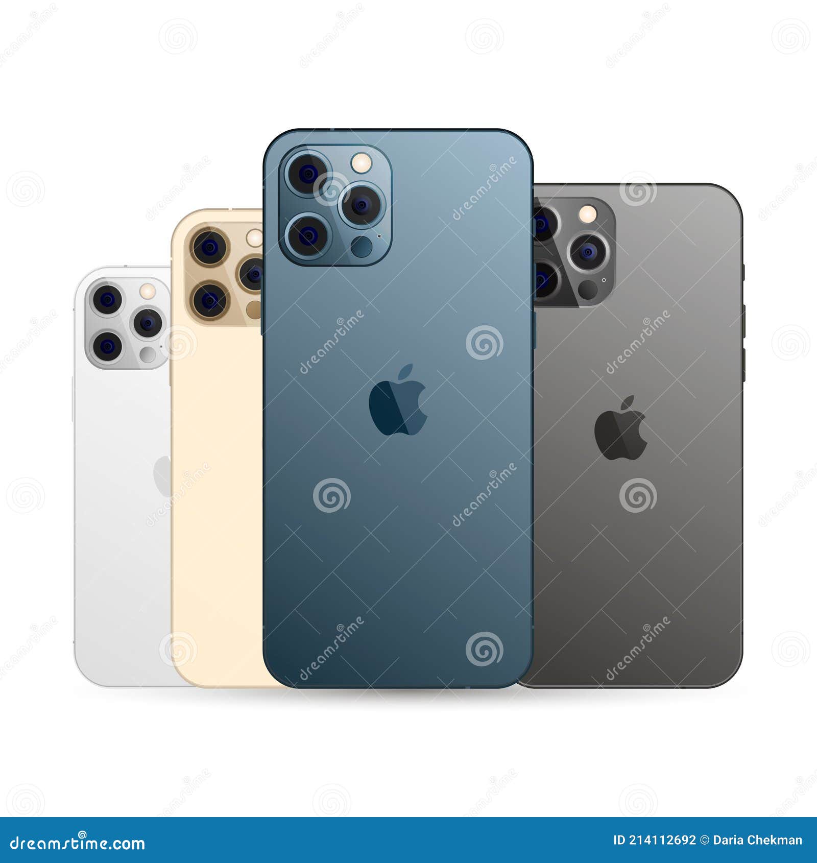 Apple IPhone 12 Pro Max in Four Colors. Set Iphone Layout. the Back of ...