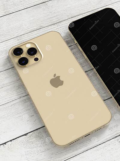 Apple IPhone 13 Pro Max Gold, Front and Back Sides Comparison Editorial ...