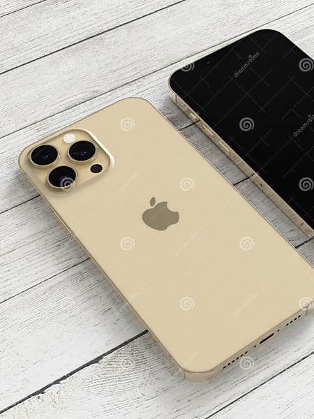 Apple IPhone 13 Pro Max Gold, Front and Back Sides Comparison Editorial ...