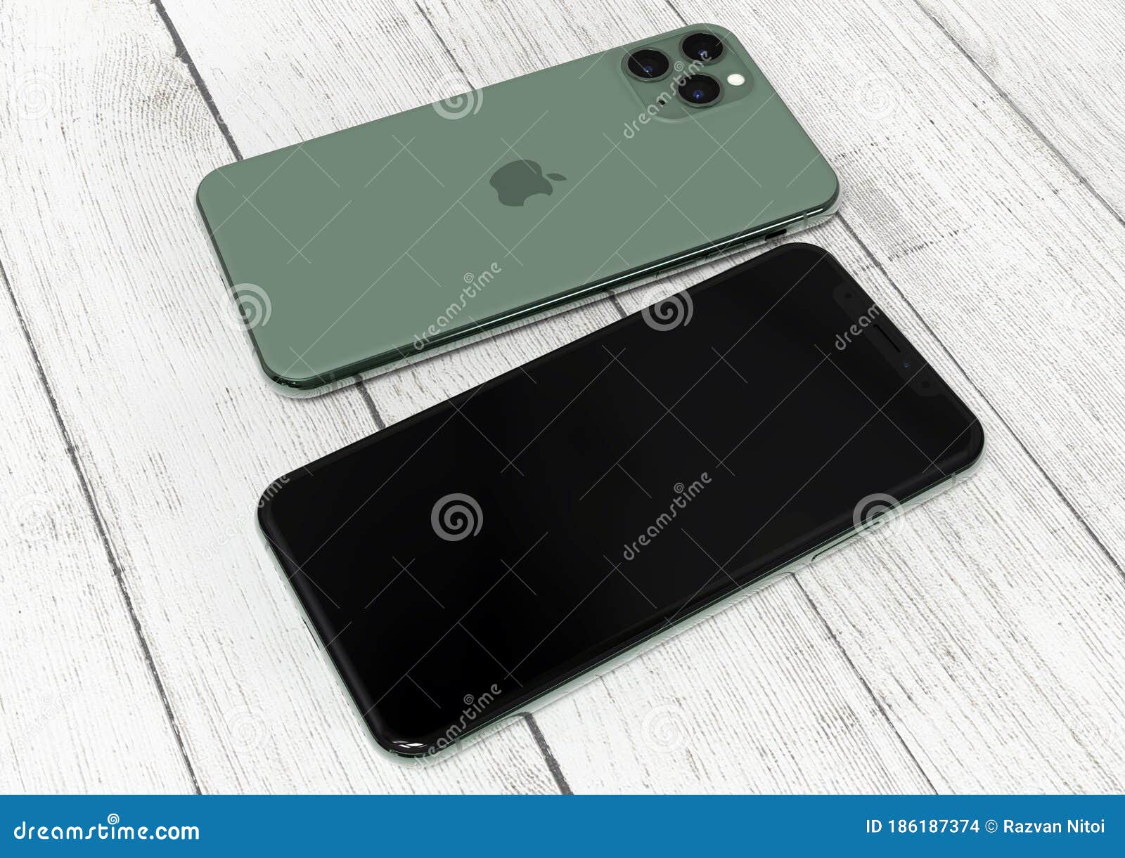 Apple IPhone 11 Pro Midnight Green, Front and Back Sides Editorial ...