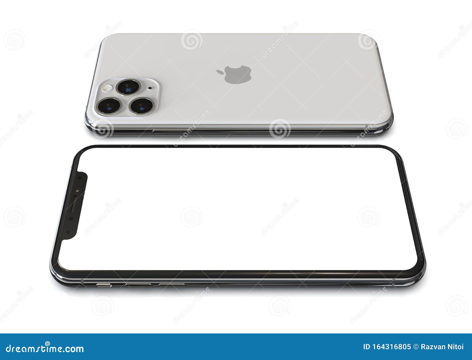 Apple IPhone 11 Pro Silver, 2019, Both Sides, Lateral Editorial Image ...