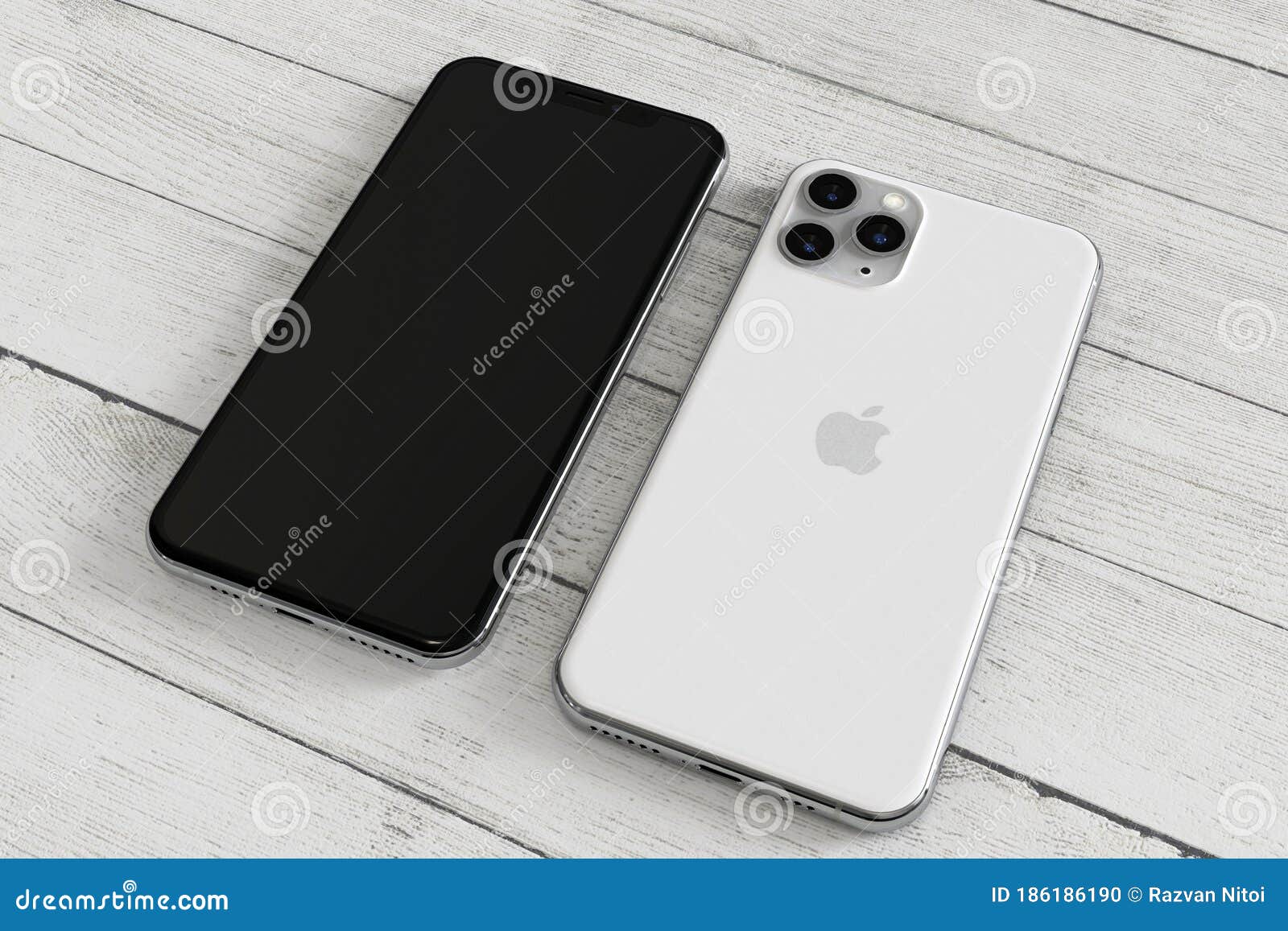 Apple IPhone 11 Pro Silver, Front and Back Sides Editorial Image ...