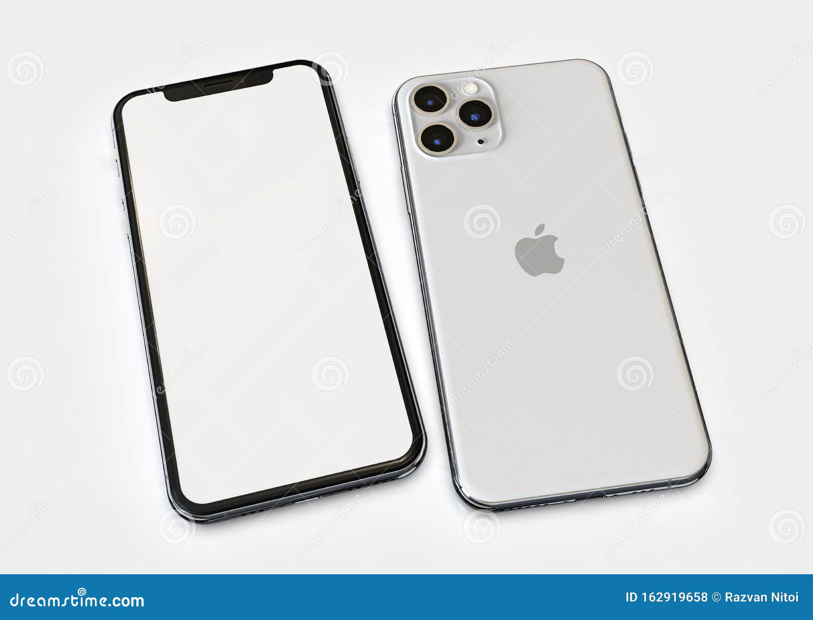 Apple IPhone 11 Pro Silver, 2019, Front & Back Editorial Stock Photo ...