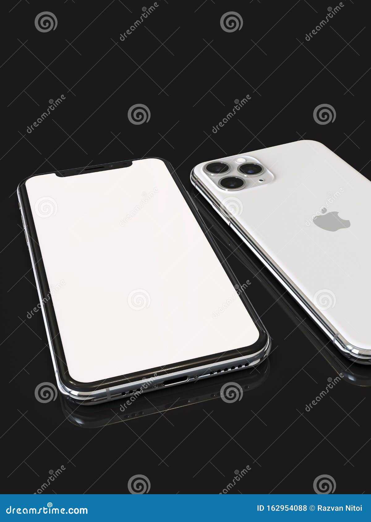 Apple IPhone 11 Pro Silver, 2019, Front & Back Vertical Editorial Stock ...