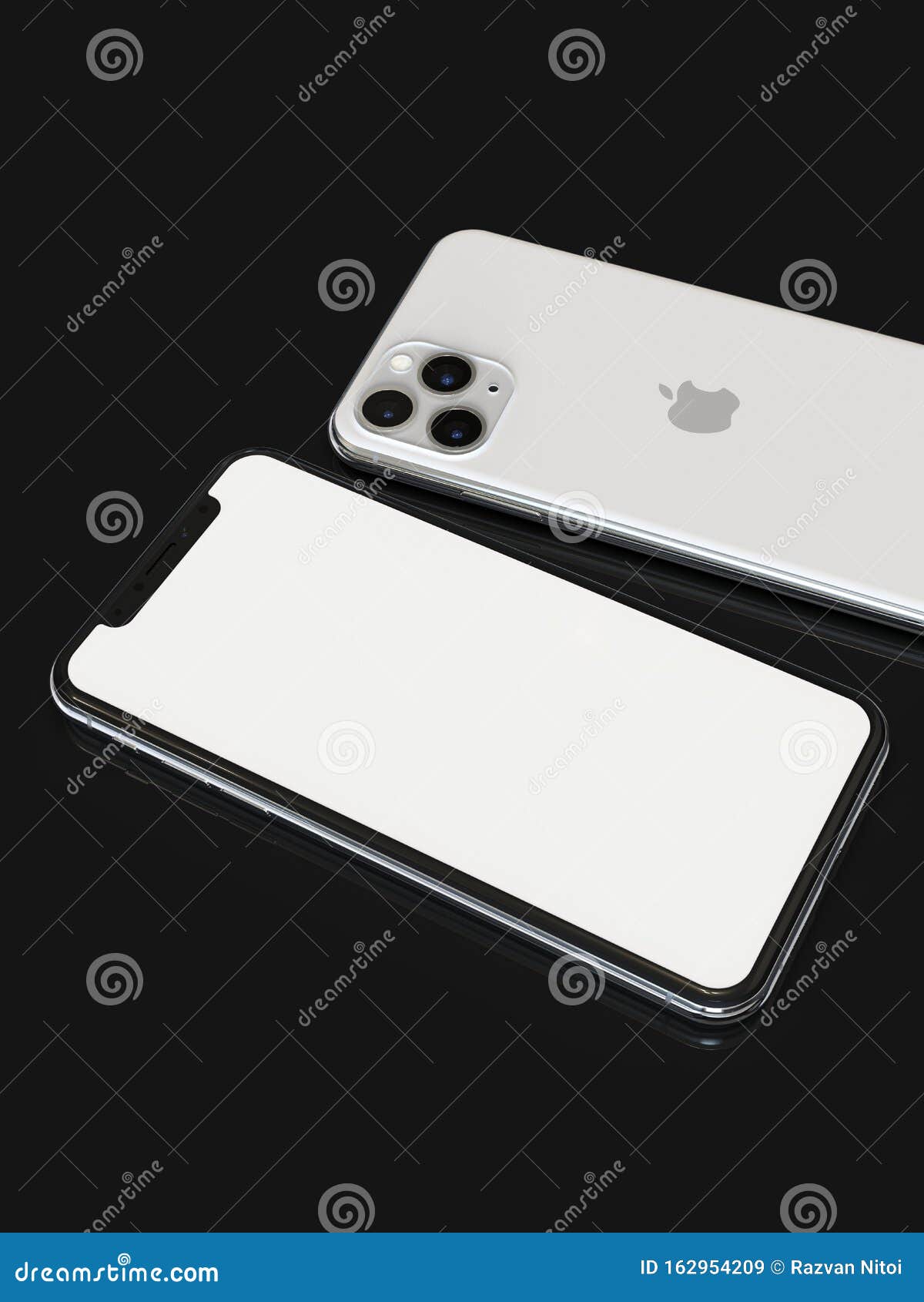 Apple IPhone 11 Pro Silver, 2019, Front & Back Vertical Editorial Stock ...