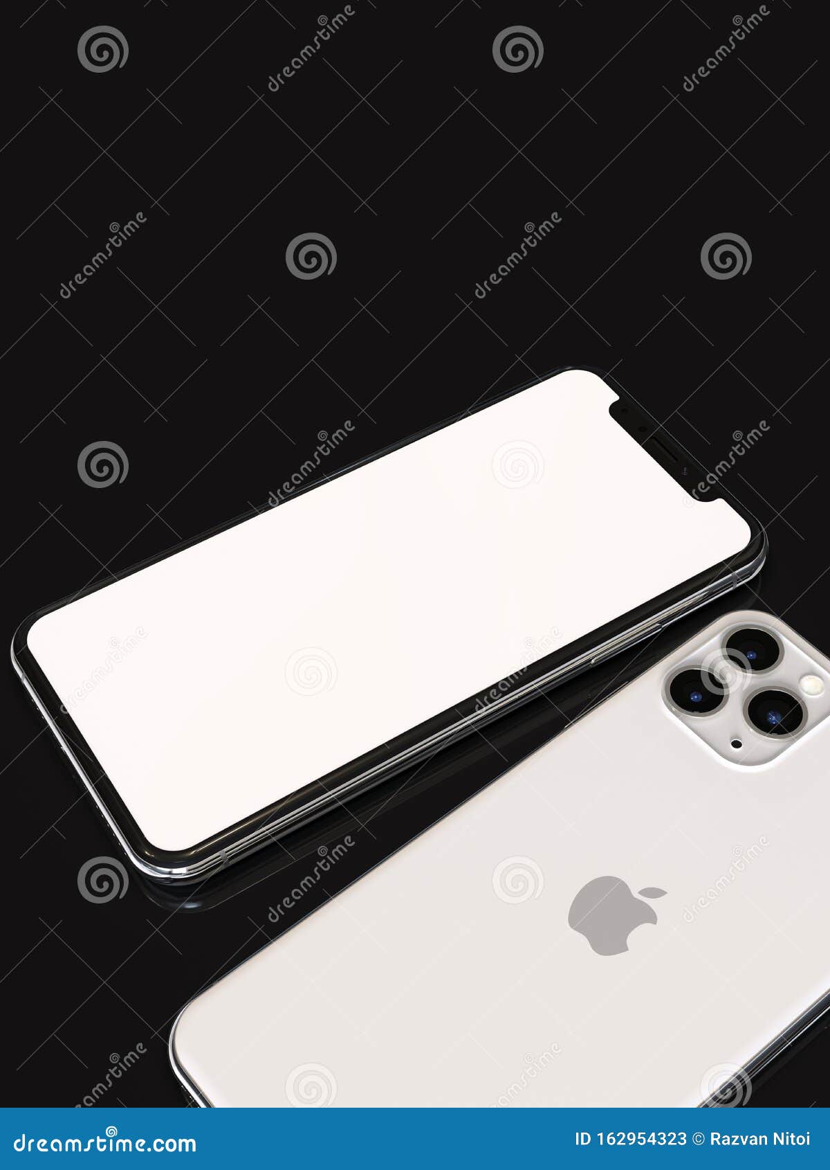 Apple IPhone 11 Pro Silver, 2019, Front & Back Vertical Editorial Stock ...