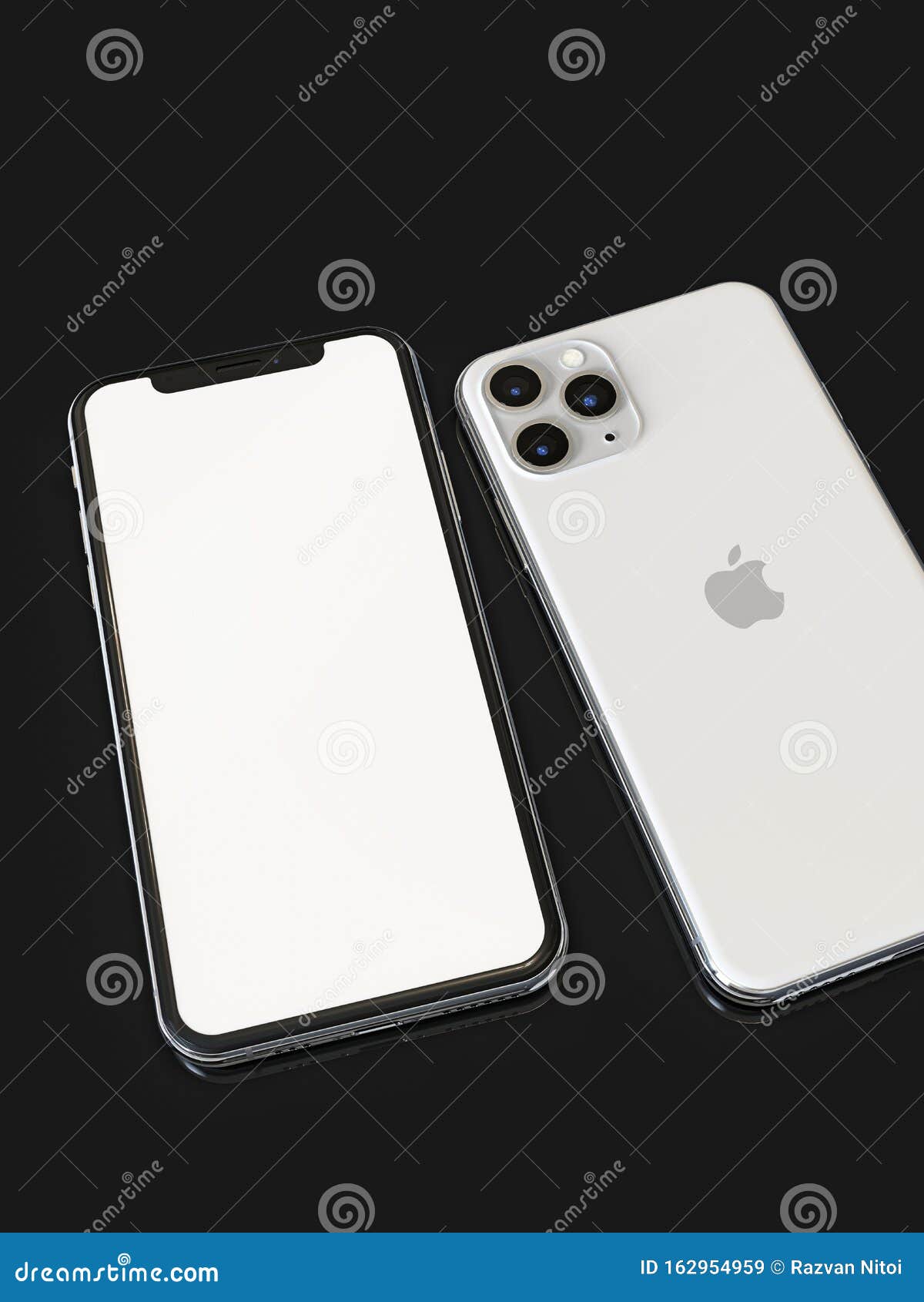 Apple IPhone 11 Pro Silver, 2019, Front & Back Vertical Editorial Stock ...