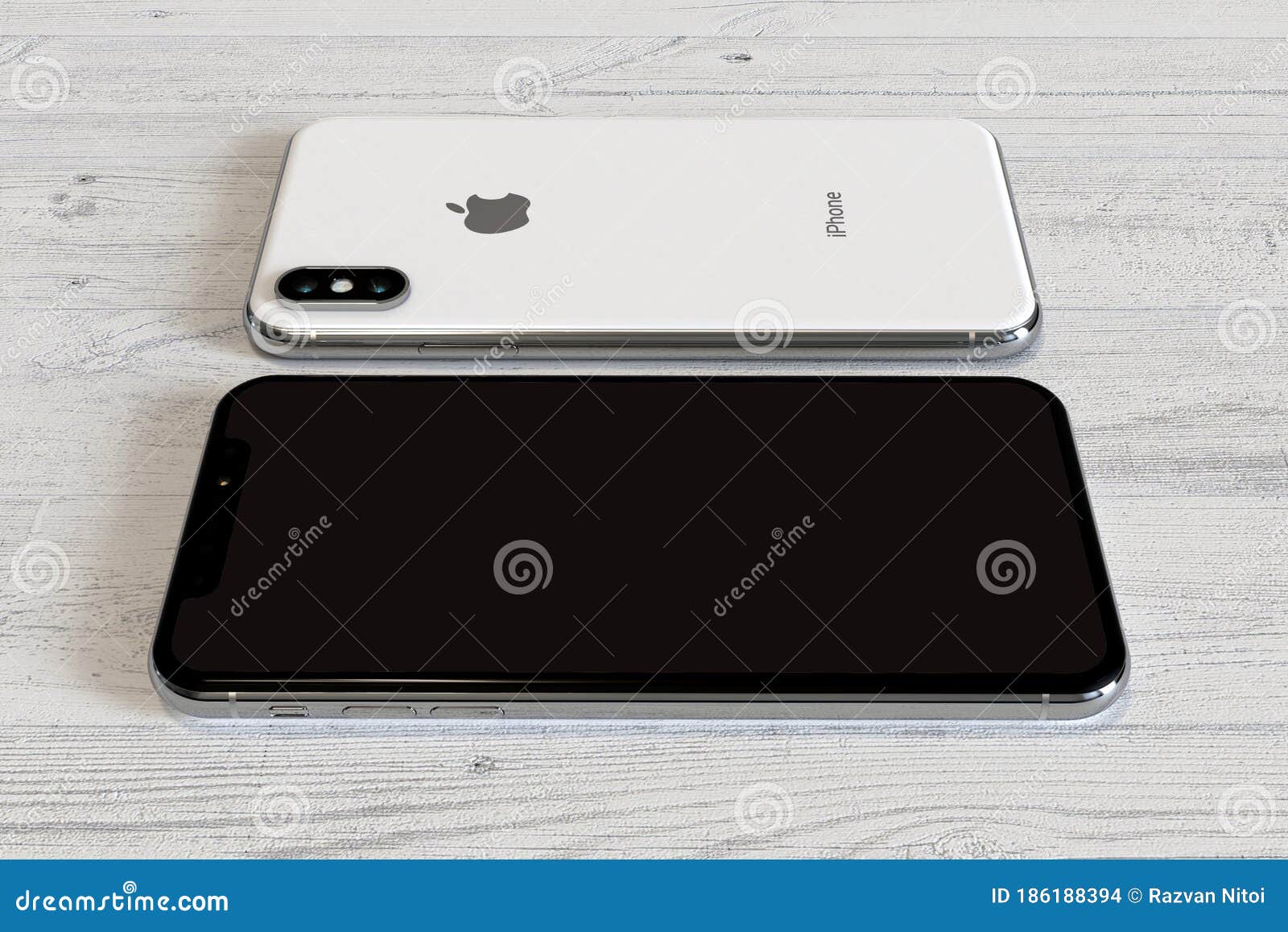 Apple IPhone XS Max Silver, Front and Back Sides Editorial Stock Image ...