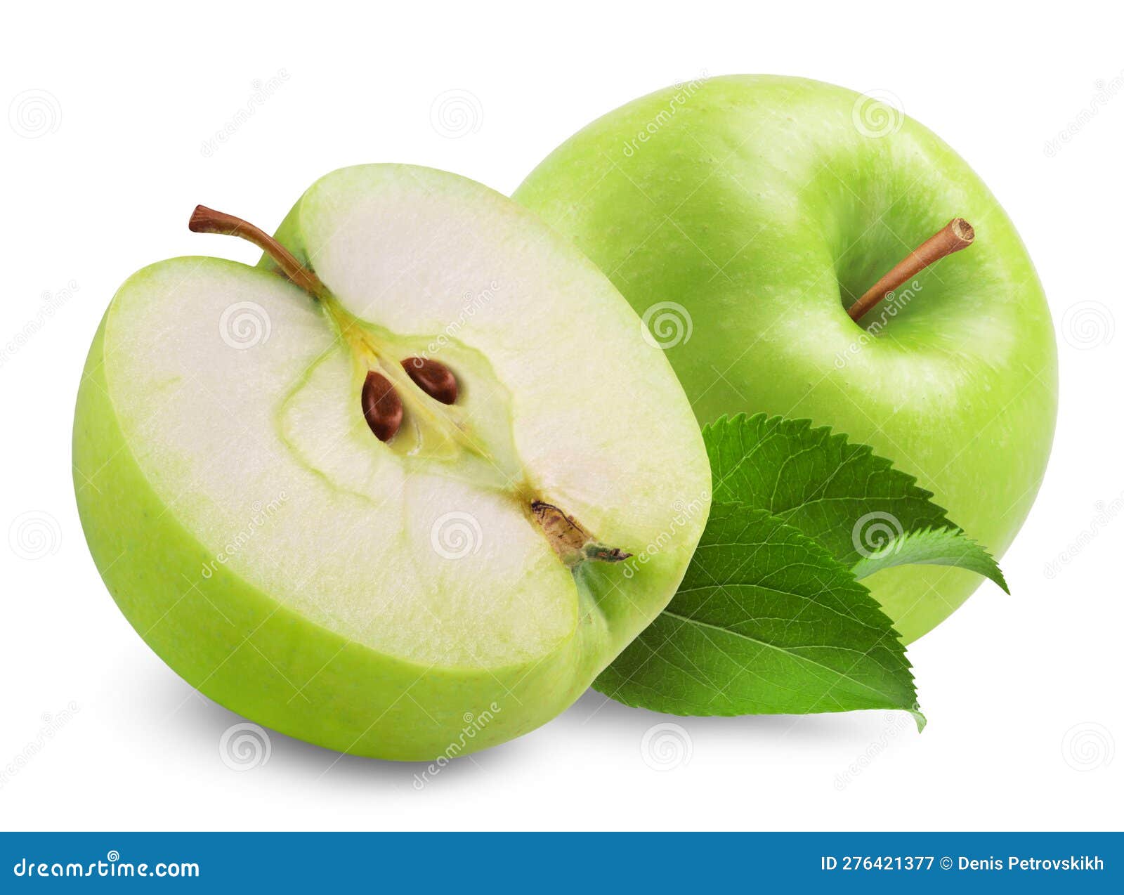 Apple Isolated. Ripe Green Apple and Half of an Apple on a White. Stock ...