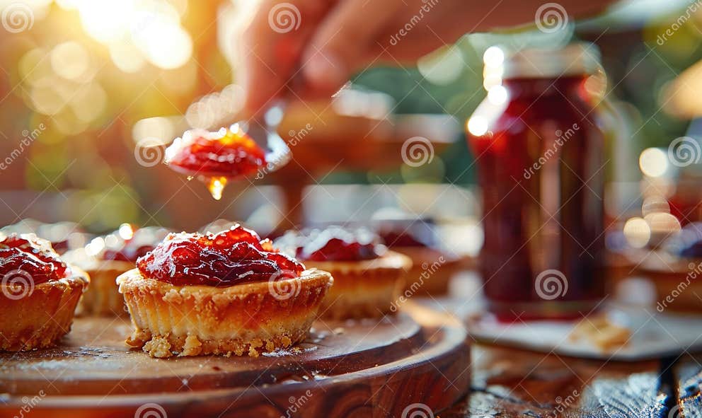 Apple Jam Being Spread on a Warm Biscuit Stock Image - Image of fruit ...