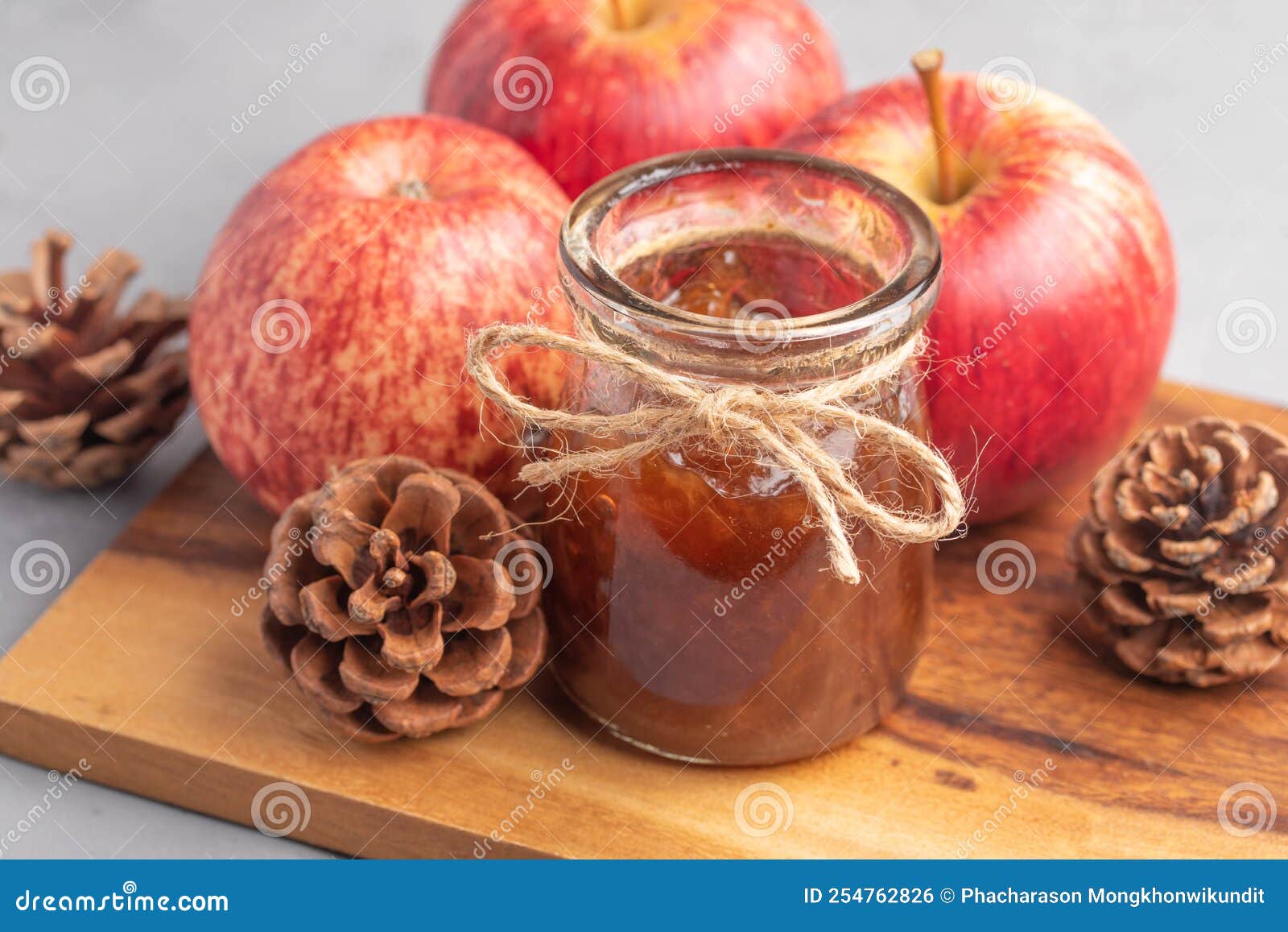 Apple Jam in a Transparent Glass Jar Stock Photo - Image of canned ...