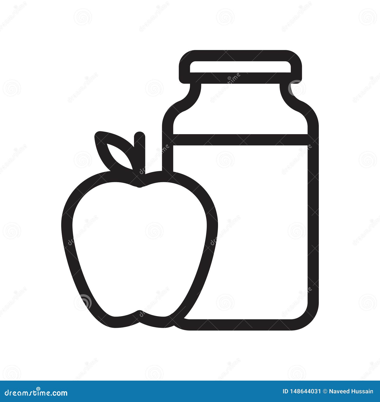 Apple Jar Thin Line Vector Icon Stock Vector - Illustration of gourmet ...