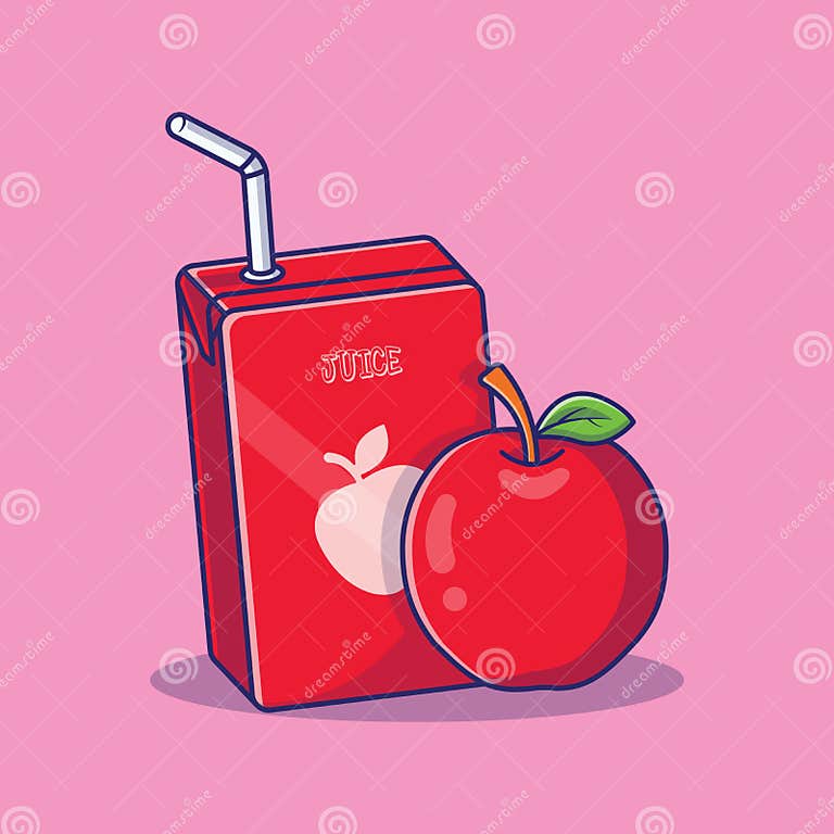 Apple Juice Box Cartoon Illustration Flat Cartoon Style Stock Vector Illustration Of Juice