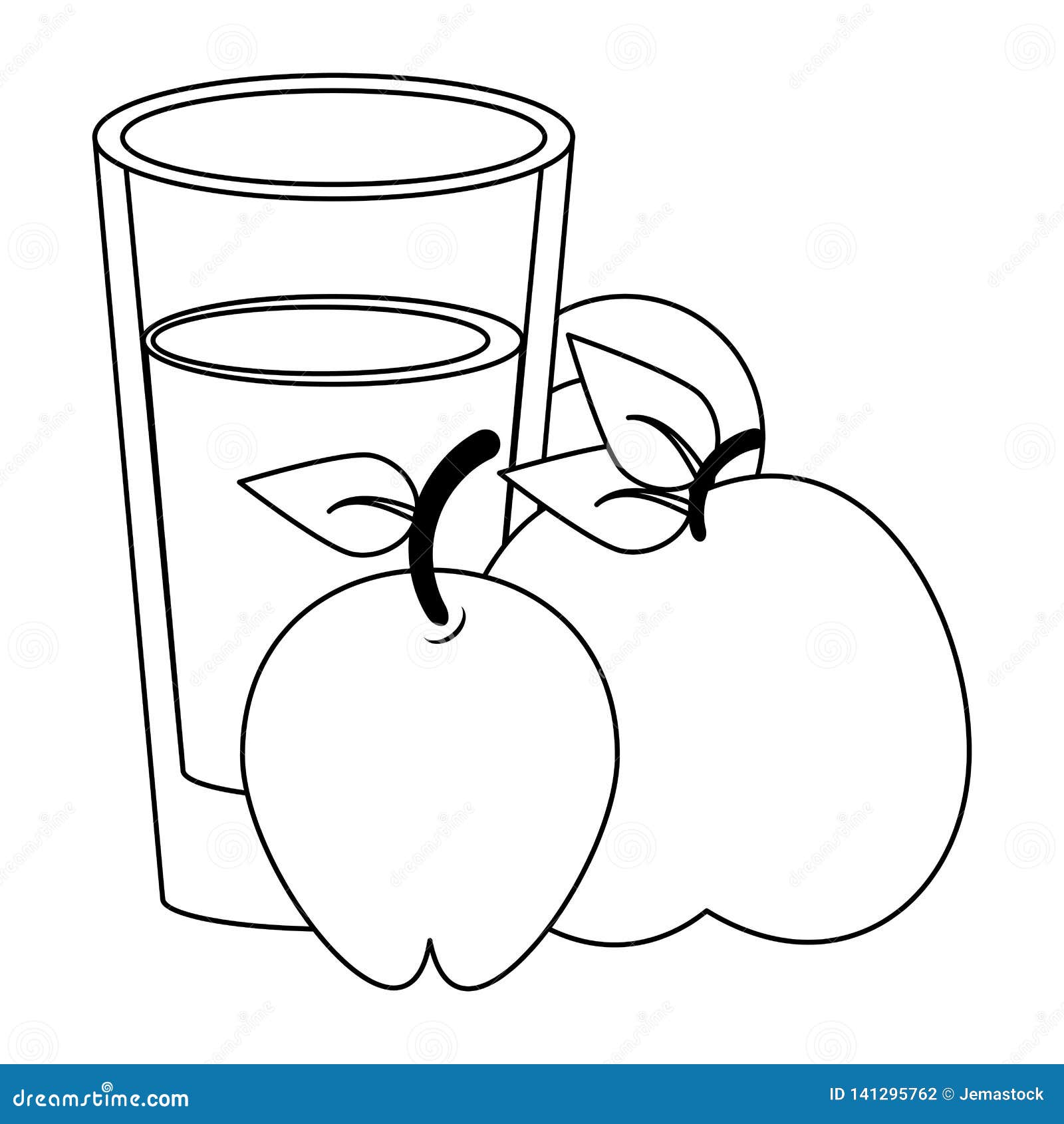 Apple Juice Cup Drink in Black and White Stock Vector - Illustration of ...