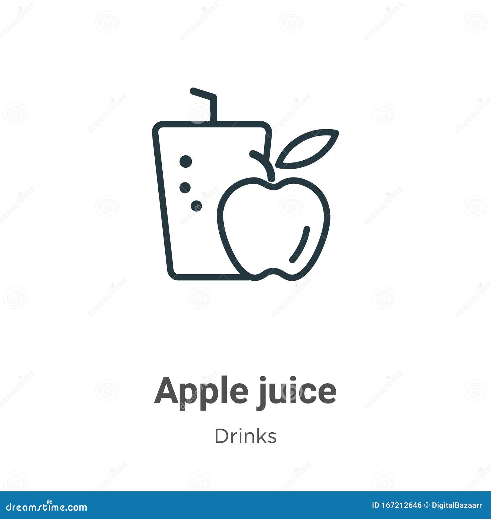Apple Juice Outline Vector Icon. Thin Line Black Apple Juice Icon, Flat ...