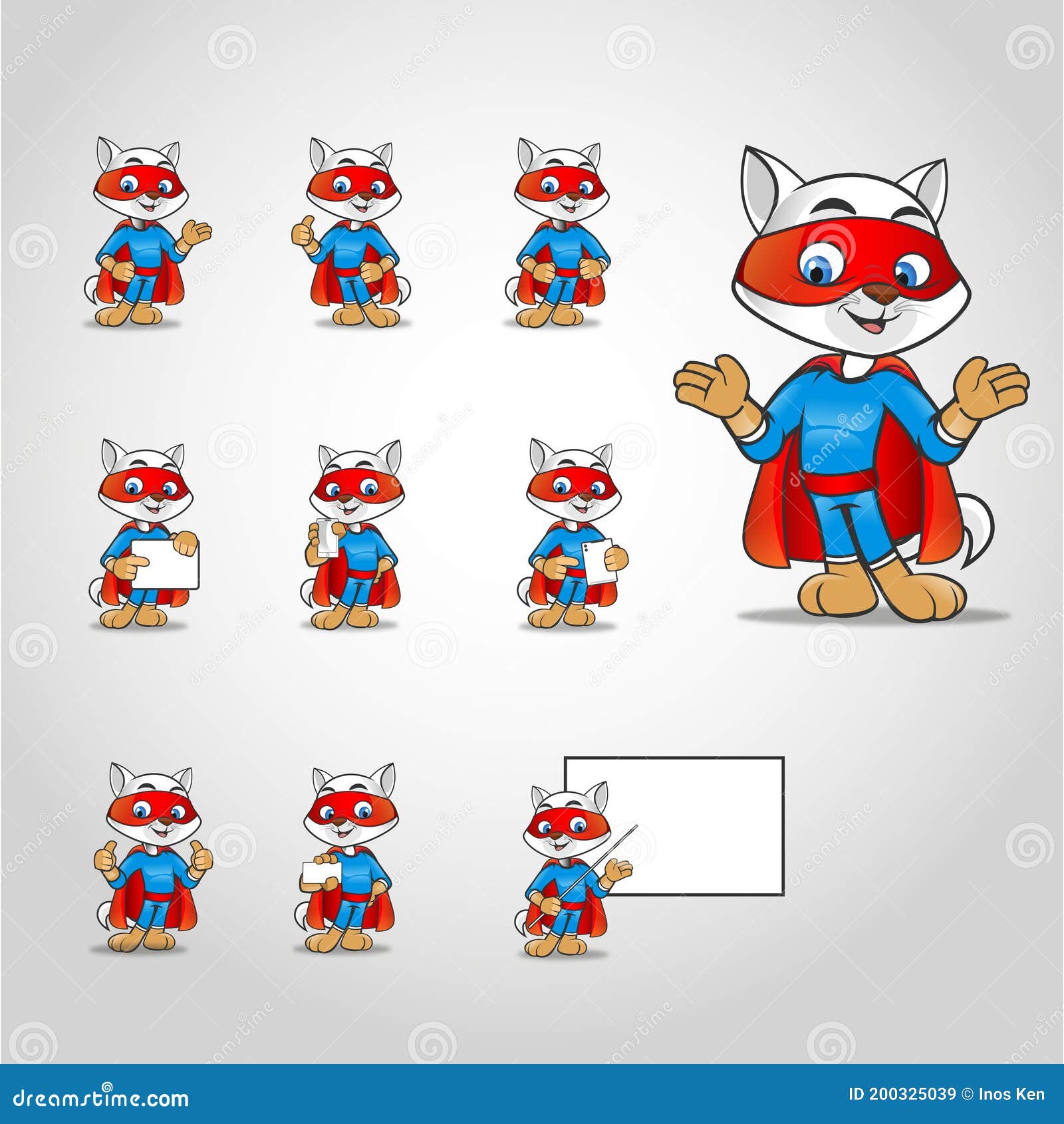 Cute super cat mascot pack stock vector. Illustration of pack - 200325039