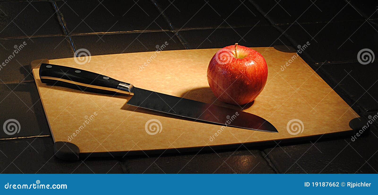 Apple and Knife stock photo. Image of tile, cutting, water - 19187662