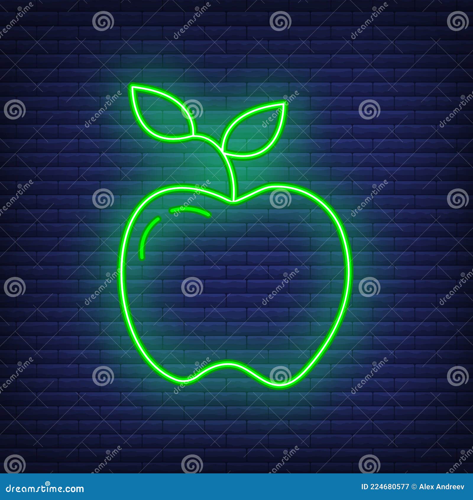 Apple Knowledge Icon Glow Neon Style, Educational Institution Process ...