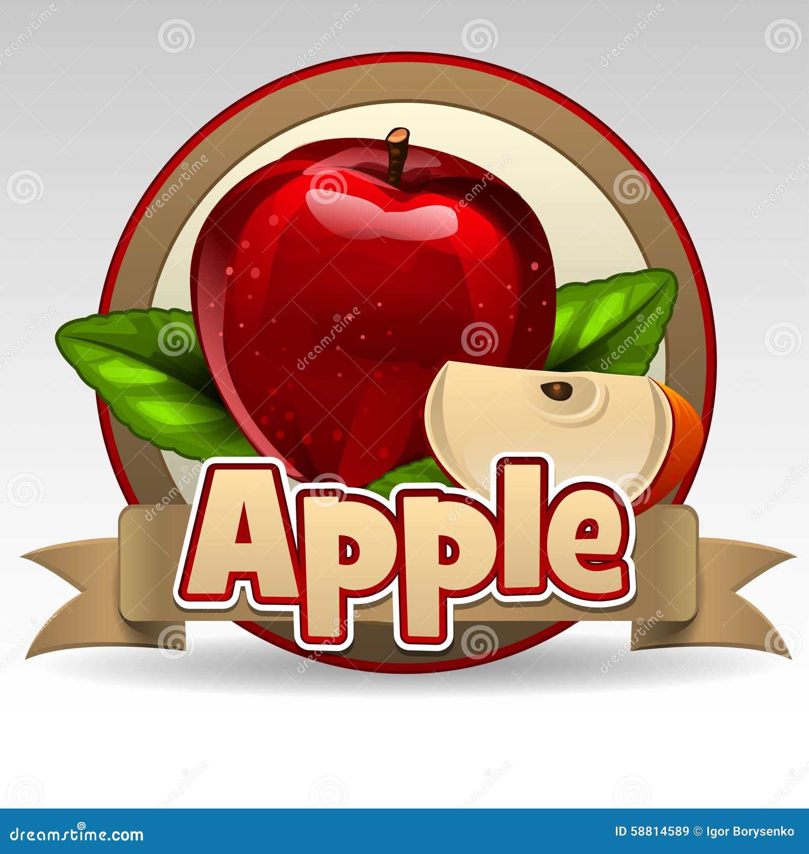 Apple label stock vector. Illustration of ripe, bright - 58814589