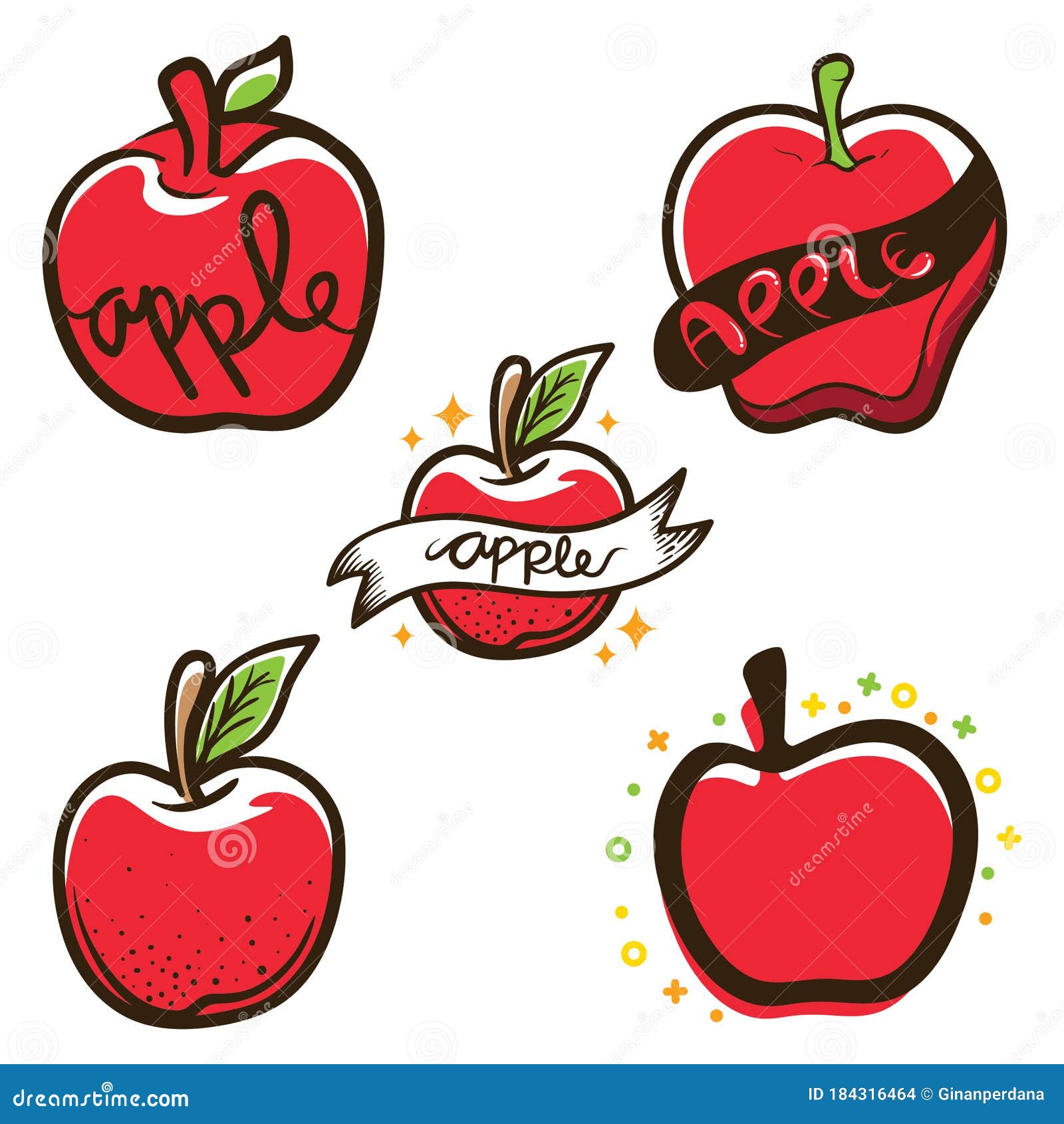Apple Label Logo Set Illustration Stock Vector - Illustration of design ...