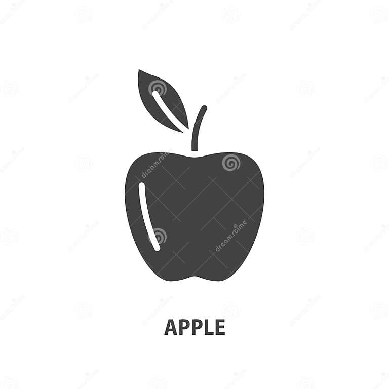 Apple with Leaf Glyph Icon. Fruit Symbol Stock Vector - Illustration of ...