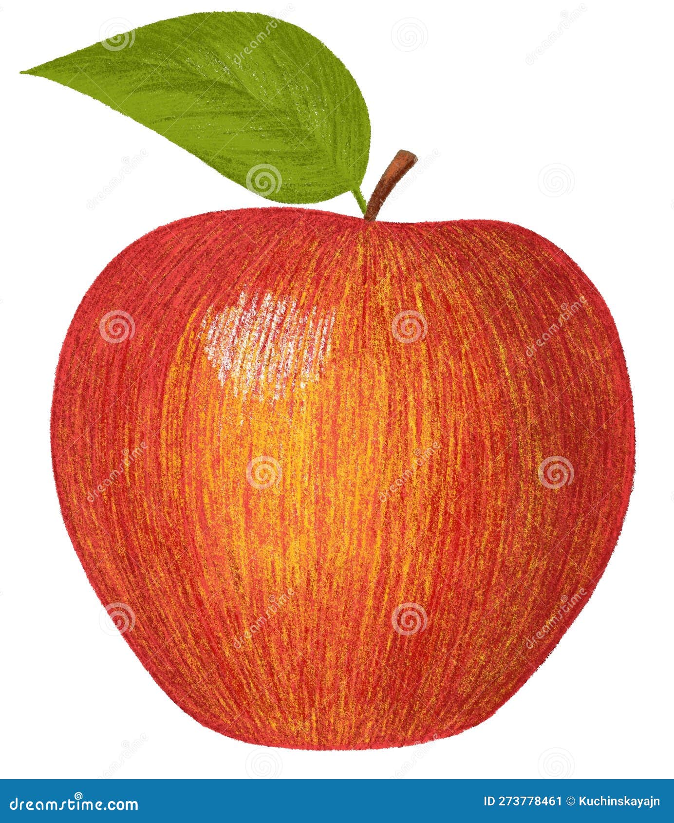 Apple with Leaf, Hand Drawn Illustration Stock Image - Illustration of ...