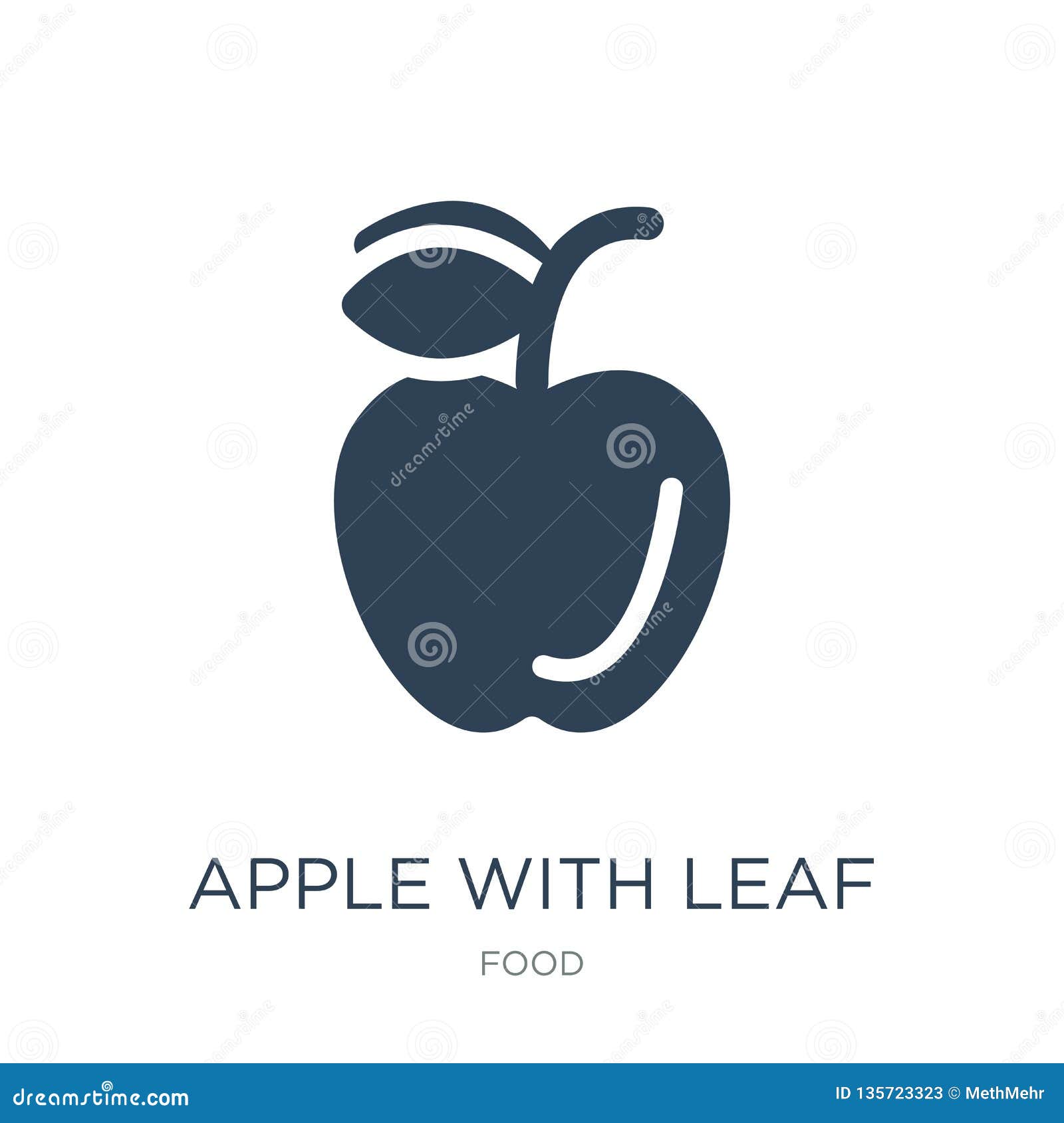 Apple with Leaf Icon in Trendy Design Style. Apple with Leaf Icon ...