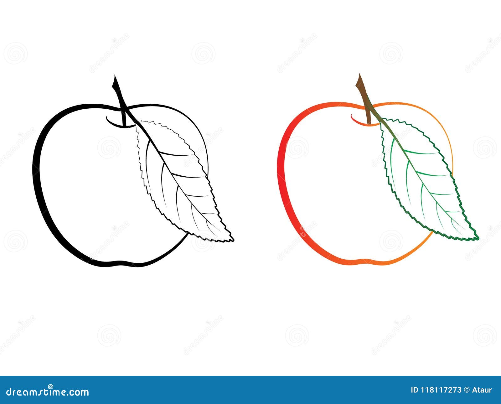 Apple with Leaf Icons Vector Illustration Stock Vector - Illustration ...