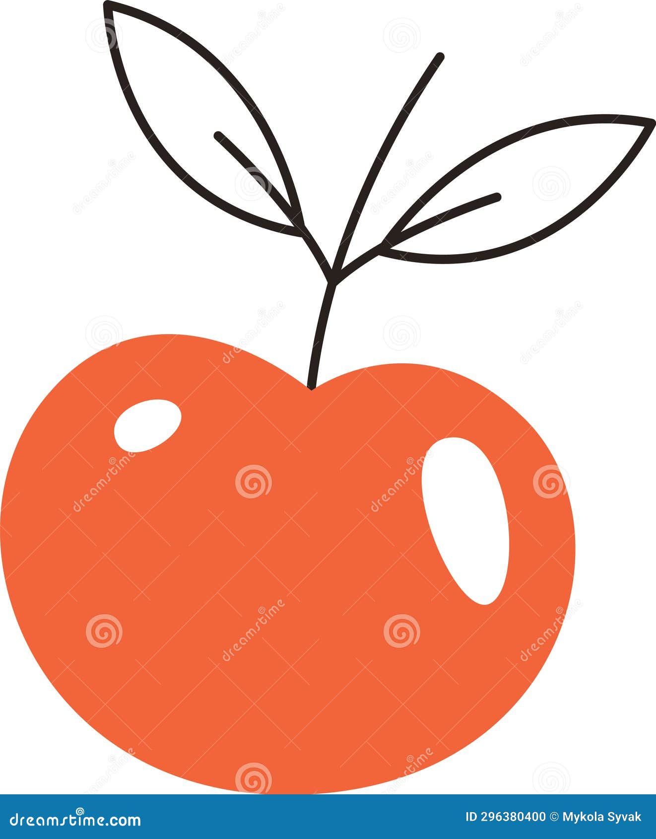 Apple with Leaves stock vector. Illustration of vegetarian - 296380400